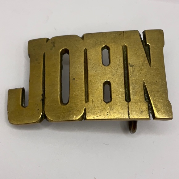 Accessories | Vintage Brass John Belt Buckle | Poshmark